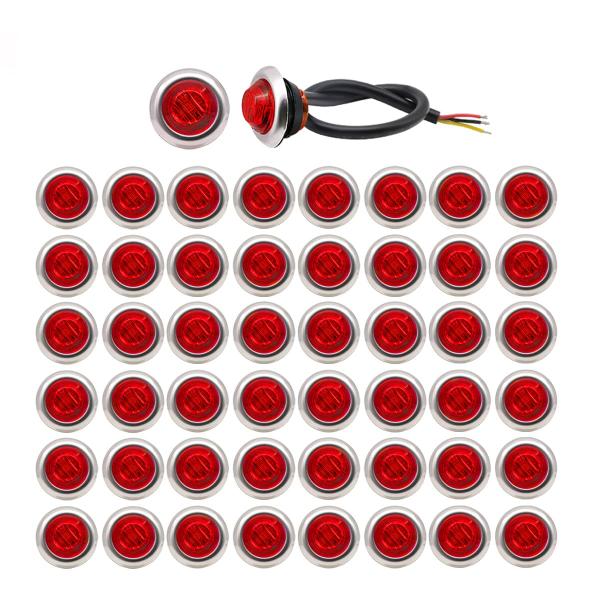 商品名: Meerkatt 3/4インチ 3 LED ミニラウンドサイドマーカーライトカバー ステンレススチール 防水 トレーラー トラック RV 12V DC ストップ ブレーキテール 2ステップ レッドライト 50個パック MADCAT...