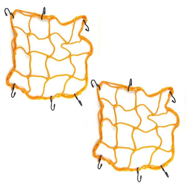 商品名: カーゴネット2個 11.8インチ x 11.8インチ ラック伸縮収納ネット 調節可能なフック6個 自転車 オートバイ用 (イエロー) 2 PCS Cargo Net,11.8 inch x11.8 inch Rack Elasti...
