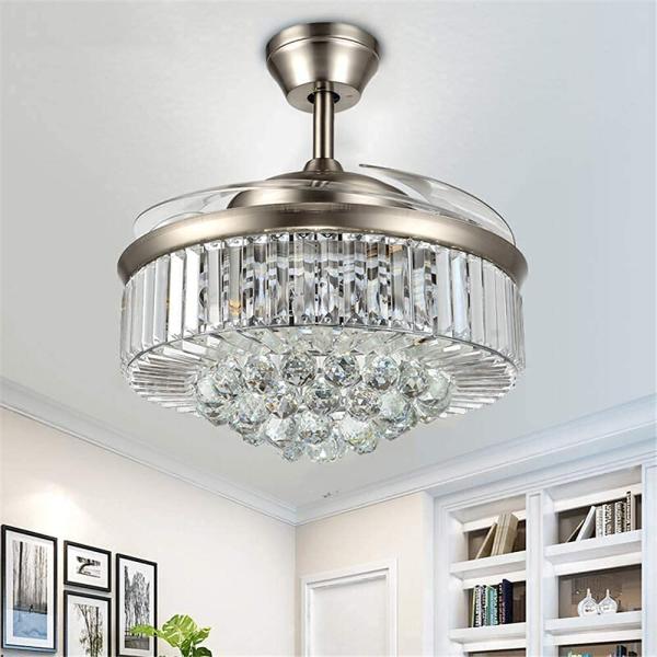 商品名:  RuiWing 42'' Modern Fandelier Crystal Ceiling Fan with LED Light and Remote Control 3 Light Changes 3 Speeds Noise...