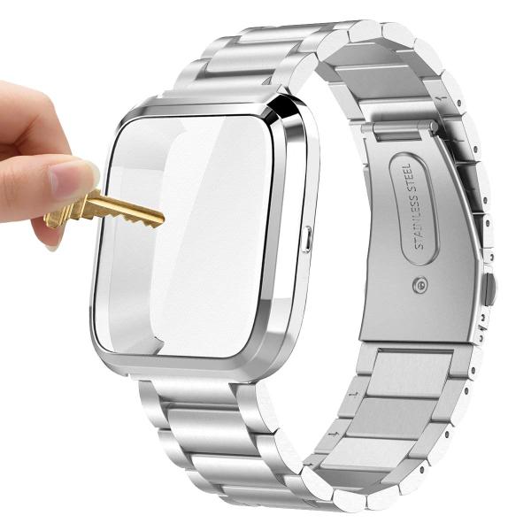 商品名: Maxjoy Fitbit Versa 2バンド対応 Versa2メタルバンド Lサイズ ステンレススチールブレスレット リストバンド 保護カバーケース付き 男女兼用 Fitbit Versa 2スマートウォッチ対応 シルバー M...