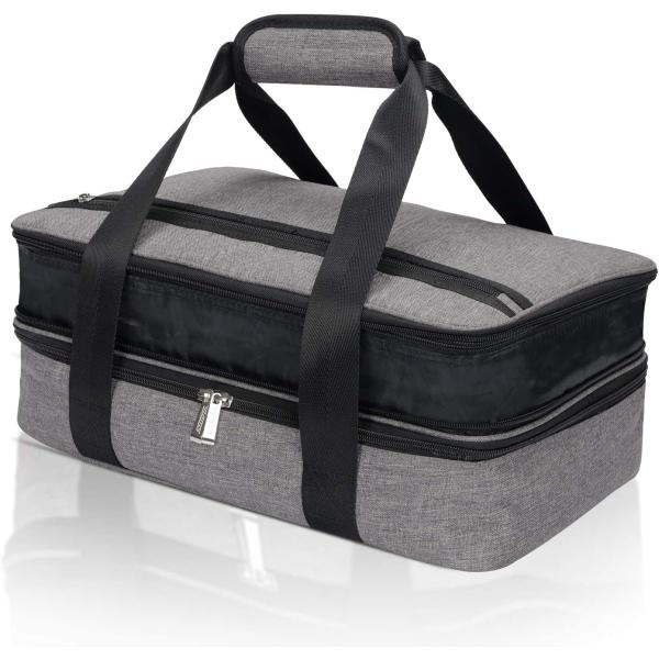 商品名: 断熱ダブルキャセロールキャリア パッド入りラザニアホルダー 拡張可能 温冷 保温トートバッグ キャセロール皿 トラベルバッグ ピクニック ポットラック ビーチ 日帰り キャンプ ハイキング Lunch Bag Insulated ...