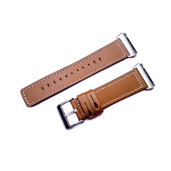 商品名:  Brown with White Stitches Band Compatible with Fitbit Ionic Smartwatch Elegant Leather Strap Bracelet (2. Silver C...