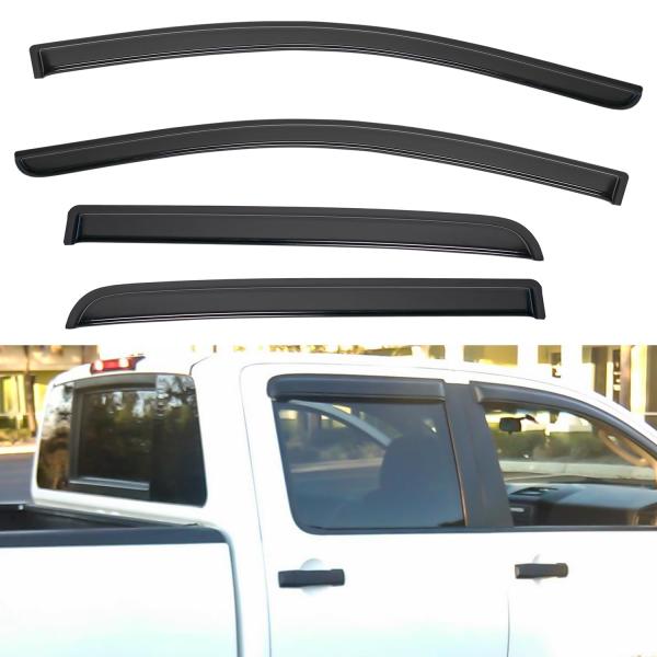 商品名:  LQQDP 4pcs Front+Rear Smoke Tint Sun/Rain Guard Outside Mount Tape-On Vent Window Visors Compatible with 16-22 Tit...