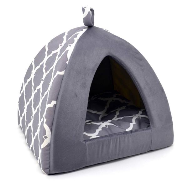 商品名: Best Pet Supplies ペットテント ソフトベッド 犬と猫用 グレー格子 16インチ x 16インチ x 高さ14インチ Pet Tent-Soft Bed for Dog and Cat by Best Pet Su...
