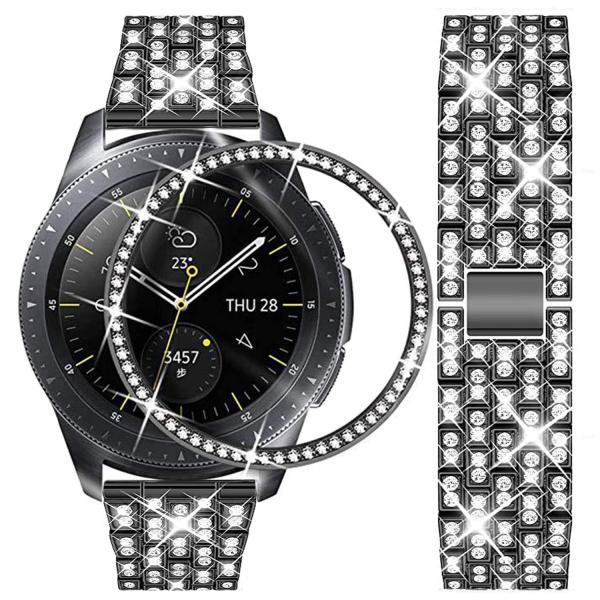 商品名: DEALELE バンド Samsung Gear Sport/Galaxy Watch 42mm / Galaxy 4 Classic(42mm)対応 高級ラインストーンダイヤモンドスチールメタルストラップ ベゼルリングケースカバ...