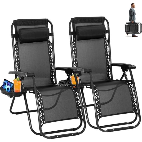 商品名:  Zero Gravity Chair Patio Lounge Recliners Adjustable Lounge Outdoor Chairs with Pillows and Cup Holder for Backyar...