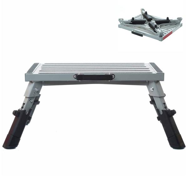 商品名: Homeon Wheels RVステップ 16.5インチ x 12.2インチ 高さ調節可能 アルミニウム製折りたたみ式プラットフォーム ステップシース 滑り止めゴム足 反射ストライプ ハンドル RV Tレベル 最大1000ポンド ...