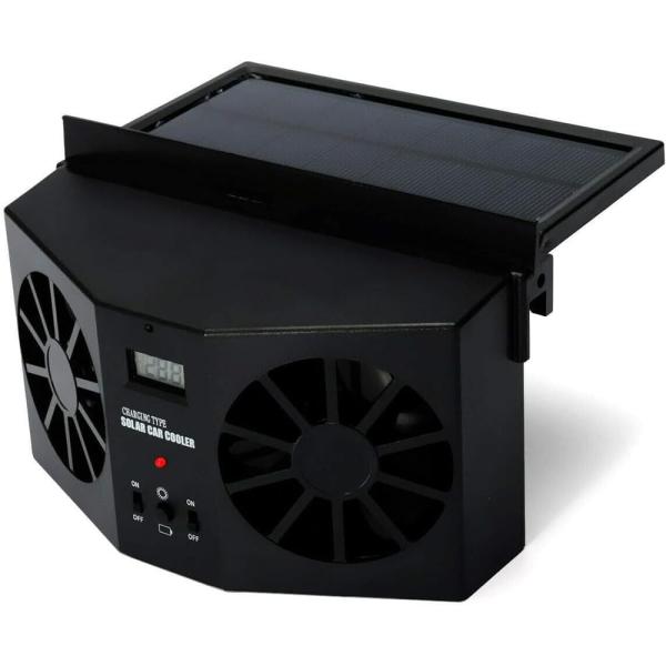 商品名: ソーラーパワーカーファン 自動フロント/リアウィンドウエアベント 排気ファン 車両ラジエーターベント ベンチレーション付き (ブラック/ホワイト) エアベント ラジエーター 省エネ排気ファン ポータブルソーラーパワー空気清浄機 S...