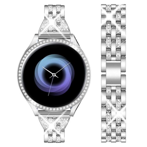 商品名: DEALELE バンド Samsung Galaxy Watch Active対応 シャイニーダイヤモンド ステンレススチール メタルストラップ ラインストーン保護ケースカバー (シルバー) DEALELE Bands Compa...