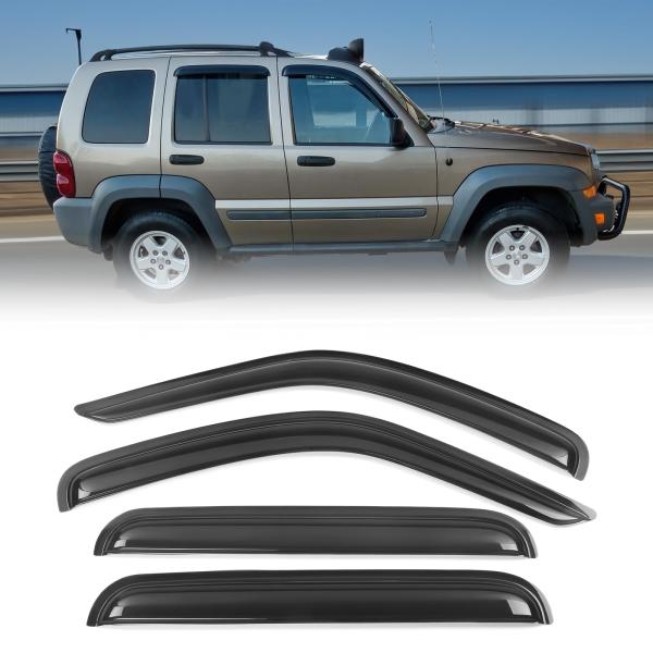 商品名:  FREEMOTOR802〓 Tape-on Side Window Visors Wind Deflectors Rain Guards Vent Visors, Compatible with 2002-2007 Jeep L...