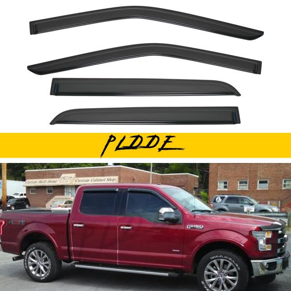 商品名:  PLDDE Window Rain Guards Compatible with 2015-2025 Ford F150 SuperCrew Cab 2017-2025 F250/F350/F450/F550 Super Dut...