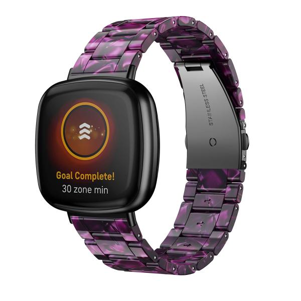 商品名: Baihui 樹脂腕時計バンド Fitbit Versa 3/Fitbit Senseスマートウォッチ対応 樹脂腕時計バンド 交換用ブレスレット リストバンド ステンレススチールメタルバックル付き レディース メンズ パープル B...