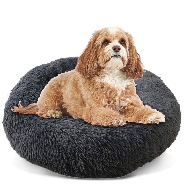 商品名:  Donut Dog Bed for Medium Dogs - Veepax Non-Slip Washable Calming Pet Bed | Soft Fluffy Round Dog Cat Cushion Bed (...