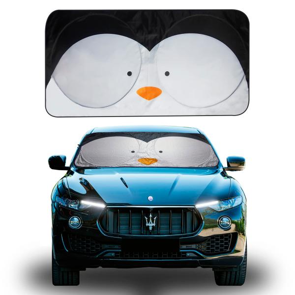 商品名: FH Group FH1147BLACKL-AVC 折りたたみ式 ペンギンプリント フロントガラス用サンシェード - ポータブル 反射サンバイザー セダン SUV トラック用 FH Group Large Foldable Pen...