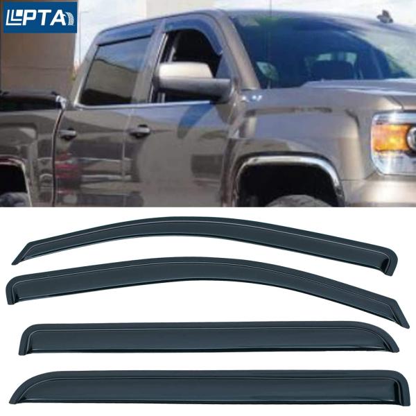 商品名:  LLPTA set of 4 pcs Compatible with 14-18 Silverado/Sierra Crew Cab Front+Rear Sun/Rain Guard Outside Mount Window ...