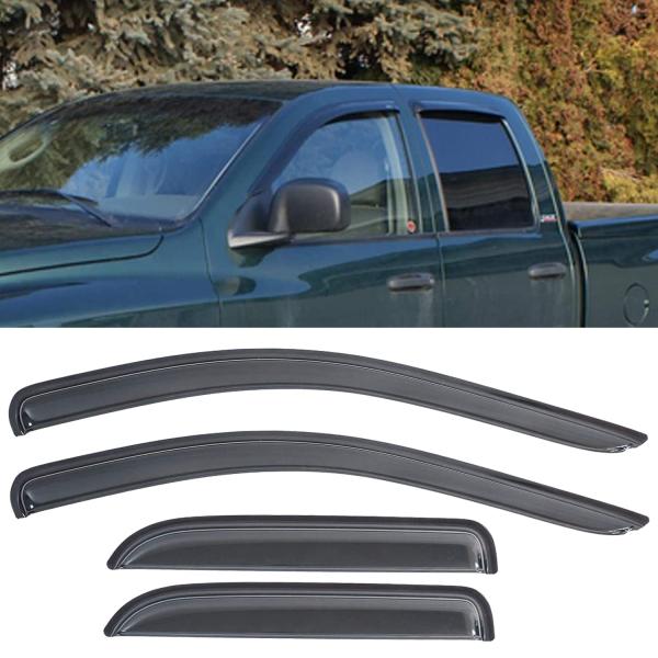 商品名: LLPTA 交換用4個セット 02-08 ダッジ・ラム 1500 03-09 2500/3500/4500/5500 クワッド/クルーキャブ フロント+リアスモーク サン/レインガード 外側マウントテープオン ウィンドウバイザー ...