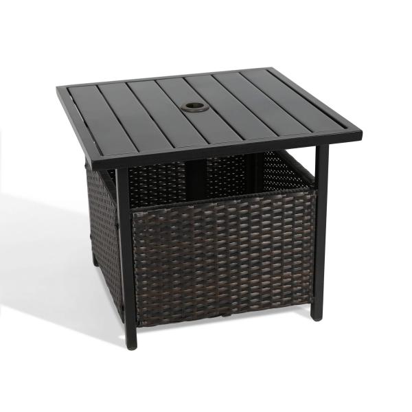 商品名: PATIO TREE アウトドア ウィッカー 傘 サイドテーブルスタンド パティオ ラタン コーヒー ビストロテーブル PATIO TREE Outdoor Wicker Umbrella Side Table Stand Pat...