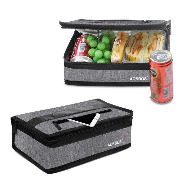 商品名: Loncheras Para Hombres 小型ランチバッグ 断熱ランチボックス ポータブル ミニクーラーバッグ コンパクト ソフトランチトート 薄い保温ランチペールランチボックス 再利用可能 食事準備コンテナ グレー Aosb...