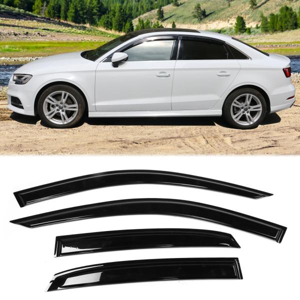 商品名:  FREEMOTOR802〓 Tape-on Side Window Visors Wind Deflectors Rain Guards Vent Visors, Compatible with 2013-2019 Audi A...
