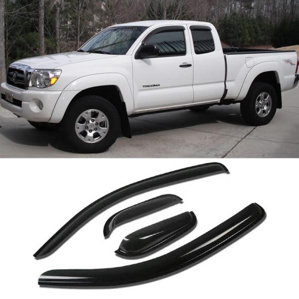 商品名: Puermto サイドウィンドウウィンドディフレクター、4個アウトチャンネルテープオン素敵なレインガードセット、2005-2015トヨタタコマ拡張キャブ(アクセスキャブ)TY4P07用ウィンドウバイザー Puermto Side ...