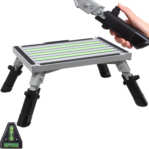 商品名: Homeon Wheels 安全RVステップ 高さ2.0調節可能 折りたたみプラットフォームステップ 反射テープ付き 滑り止めゴム足 シースとハンドル ポータブルアルミRVステップスツール 最大1000ポンドまで対応 Homeon...