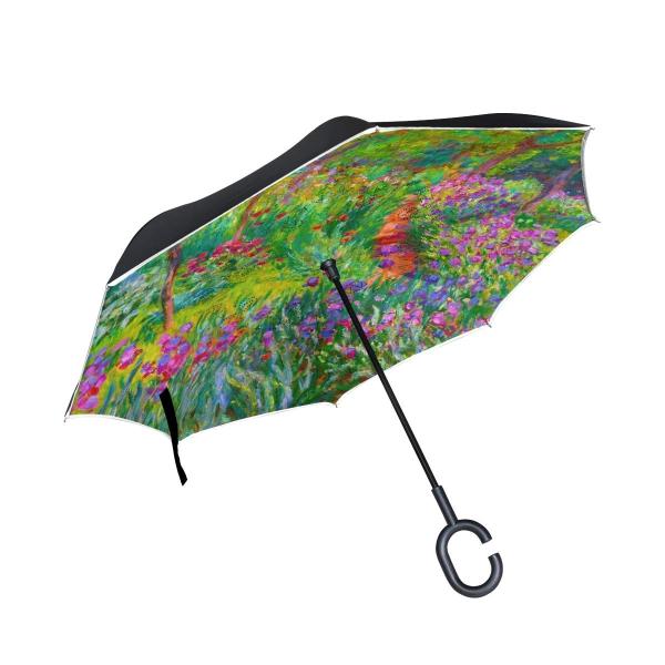 商品名:  hengpai Claude Monet The Iris Garden at Giverny Reverse Inverted Inside Out Umbrella Cars Unigue Windproof UV Proo...