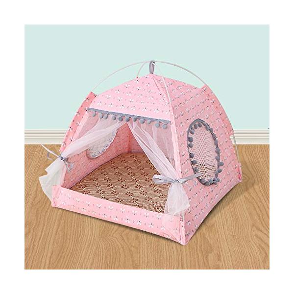 商品名: ピンク ペット 犬 猫 テントハウス 取り外し可能 洗濯可能 クッション 枕 ポータブル 折りたたみ 子犬 ベッド 犬 快適 ペット プレイペン Pink Pet Dog &amp; Cat Tent House with Rem...
