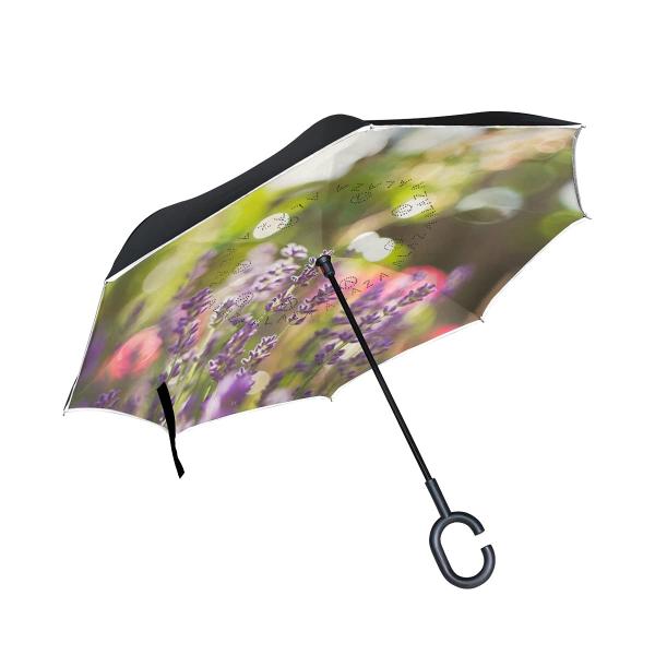 商品名:  hengpai Purple Lavender Reverse Inverted Inside Out Umbrella Cars Unigue Windproof UV Proof Double Layer for Women...