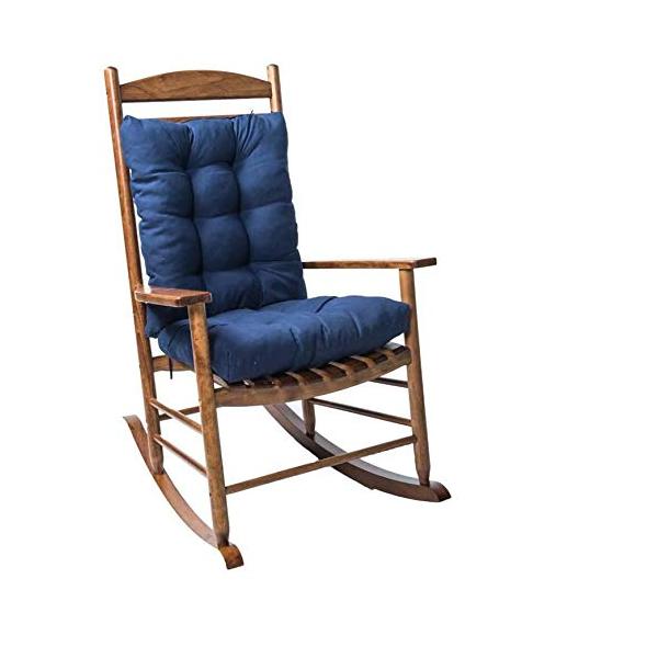 商品名: Moonase ロッキングチェアクッションセット 2点 シート/バックチェアクッション インドア/アウトドア 滑り止め ソフト 厚手 パティオ 長椅子 ラウンジクッション 詰め合わせ パティオ 椅子クッション ネイビー Moona...