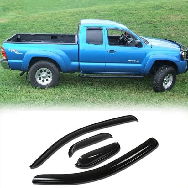 商品名: VICOJETOR TY4P07 オリジナル サイドウィンドウ ウィンドディフレクター 4ピース アウトチャンネル テープオン 素敵なレインガードセット ウィンドウバイザー 2005-2015 トヨタ タコマ エクステンデッドキャ...