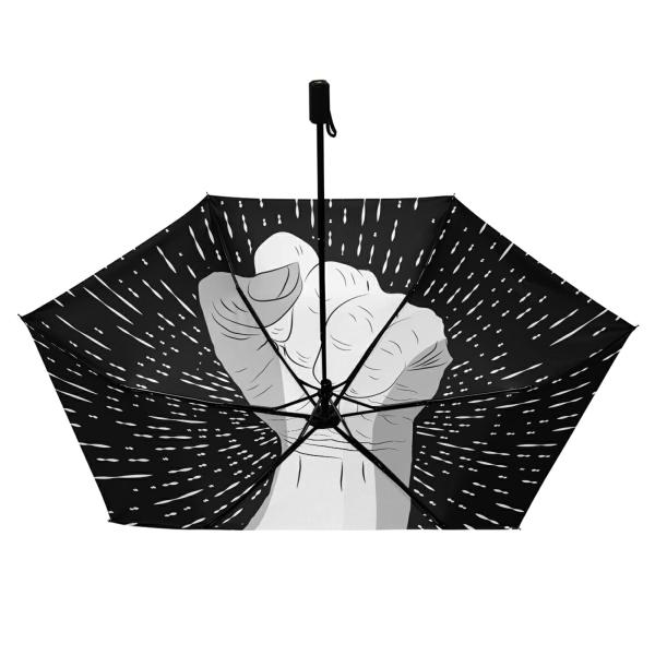 商品名:  Human Hand with a Fist Raised up with White Rays on Dark Compact Lightweight Folding Umbrella, Inner Print Sun Par...
