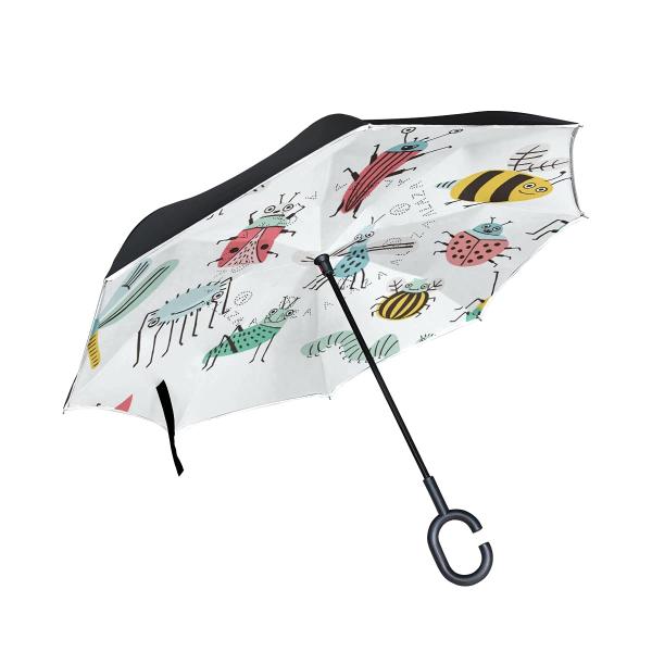商品名:  hengpai Funny Bug Happy Cartoon Insects Colorful Reverse Inverted Inside Out Umbrella Cars Unigue Windproof UV Pro...