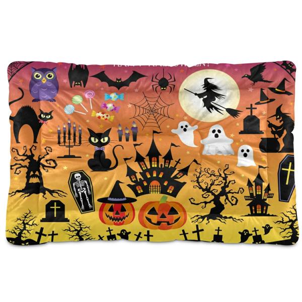 商品名:  Halloween Pumpkin Bats Spider Web Dog Bed Skeleton Cat Ghost Witch Medium Pet Bed Mat Non Slip Cat Beds Pad Mats S...