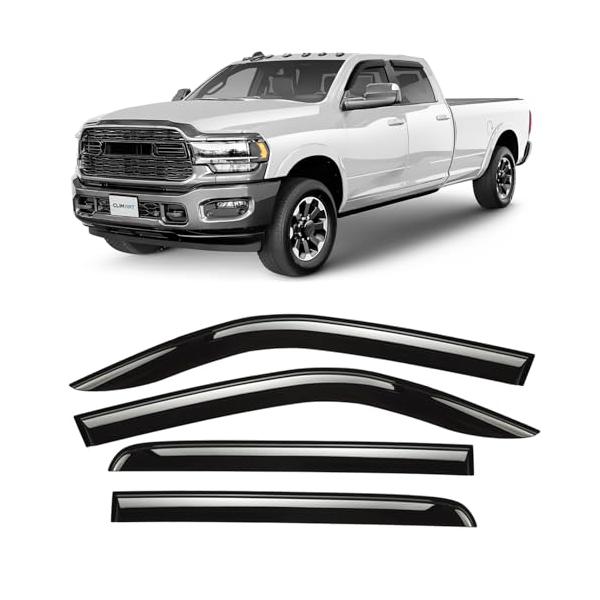 商品名:  CLIM ART Incredibly Durable Rain Guards for Dodge RAM 2500 3500 2019-2026 Crew Cab, Original Tape-on Window Deflec...