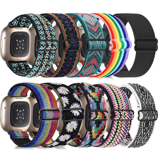 商品名: ShuYo ナイロン腕時計バンド Fitbit Sense &amp; Versa 3対応 ソフトパターン 交換用バンド 男女兼用 Fitbit Sense/Versa 3スマートウォッチ対応 (10個パック), ナイロン, 宝石...