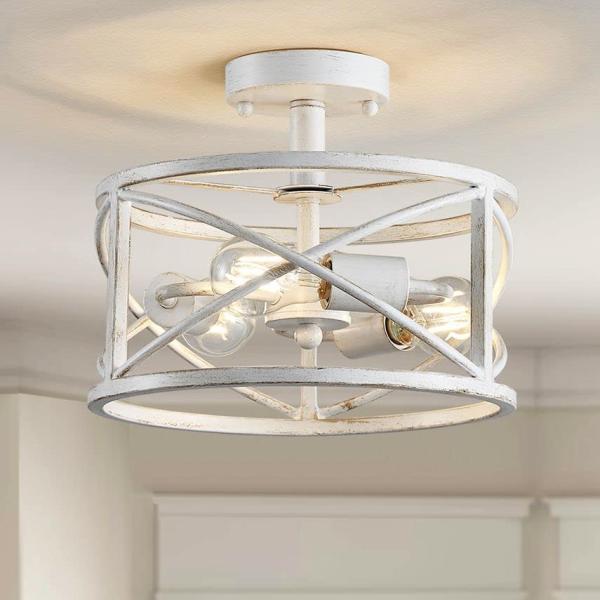 商品名:  WUZUPS Chandelier 3-Light Vintage Farmhouse Industrial Semi-Flush Mount Ceiling Light Lighting Fixture for Foyer B...