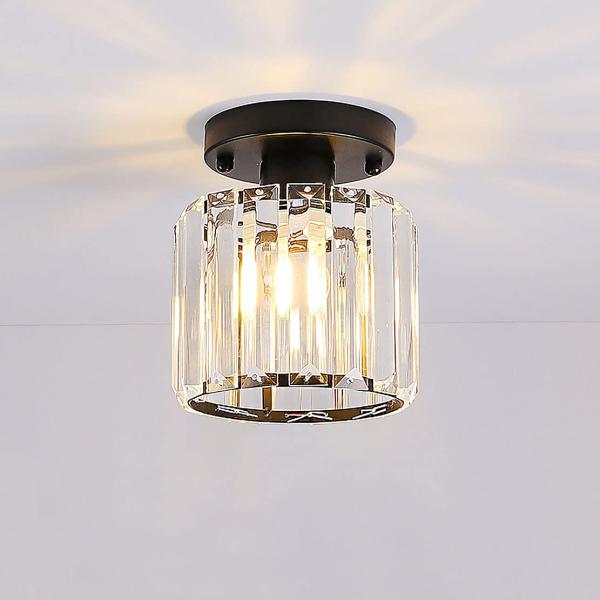 商品名:  Flyrose Modern Black Semi Flush Mount Ceiling Light Fixture Antique Small Crystal Chandeliers Hallway Light Fixtur...