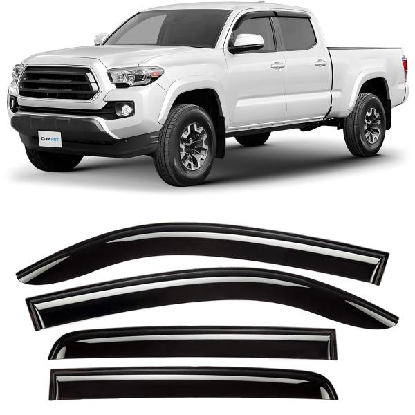 商品名:  CLIM ART Incredibly Durable Rain Guards for Toyota Tacoma 2016-2023 Double Cab, Original Tape-on Window Deflectors...