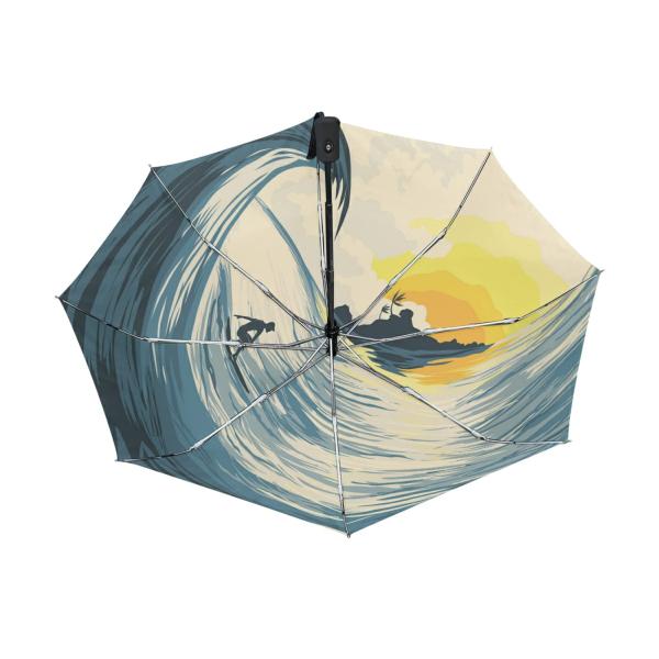 商品名:  Oyihfvs Wave and Surfer at Sunset Automatic Windproof Waterproof Umbrella, Folding Umbrella Reinforced Portable Au...