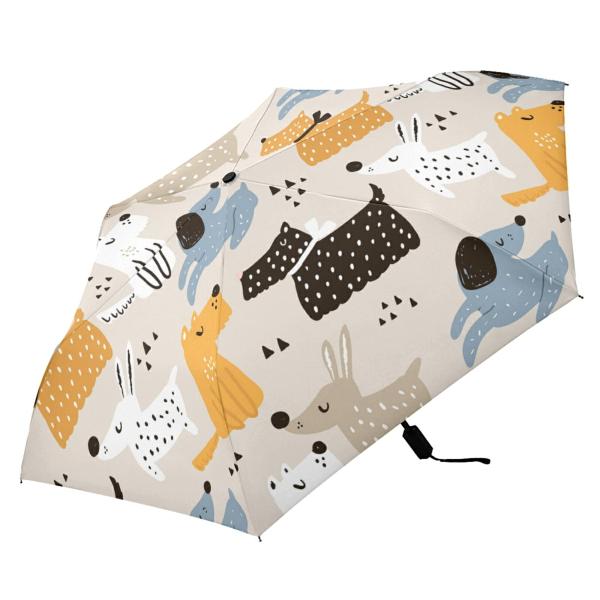 商品名:  Oyihfvs Childish Hand Drawn Dogs Trendy Scandinavian Dogs Parasol Folding Umbrella, Reinforced Windproof Waterproo...