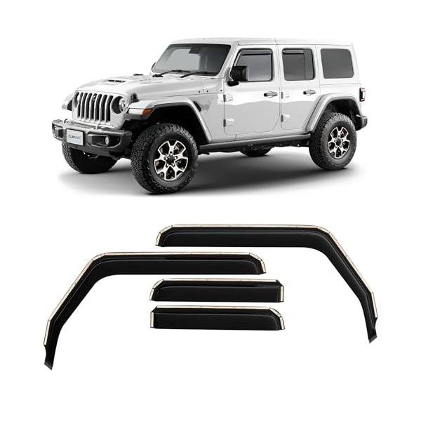 商品名:  CLIM ART in-Channel Incredibly Durable Rain Guards for Jeep Wrangler JL 2018-2026/Jeep Gladiator 2020-2026, Origin...