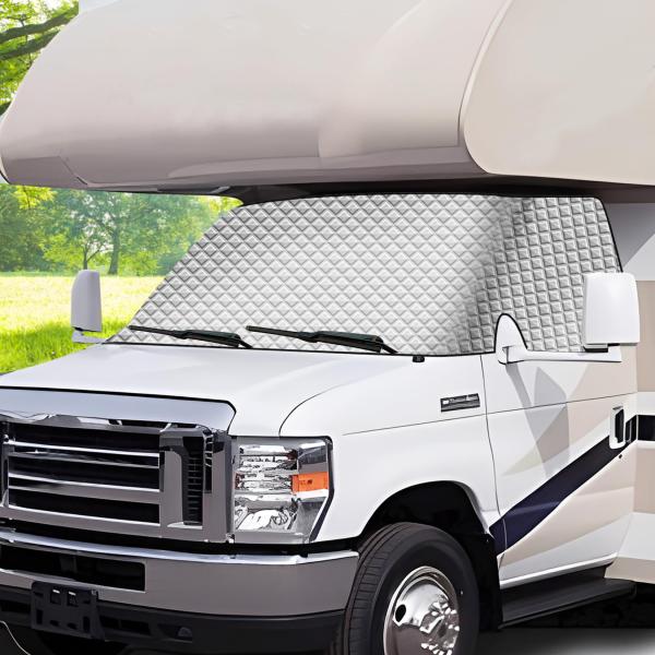 商品名: Komsepor RV フロントガラスカバー Ford E450 Class C 1997-2024 RVフロントウィンドウ対応 4層 クラスC キャンピングカーカバー 27フィートの温度制御 サンシェード/スノーカバー アップグ...