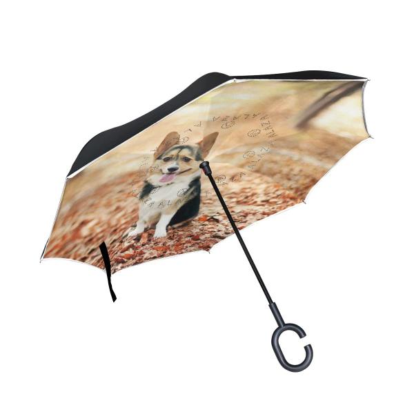 商品名:  AAHENPAI Welsh Corgi Dog Reverse Inverted Inside Out Umbrella Cars Unigue Windproof UV Proof Double Layer for Wome...