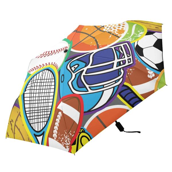 商品名:  Oyihfvs Colorful Baseball Football Golf Gloves Tennis Racket Balls Parasol Folding Umbrella, Reinforced Windproof ...