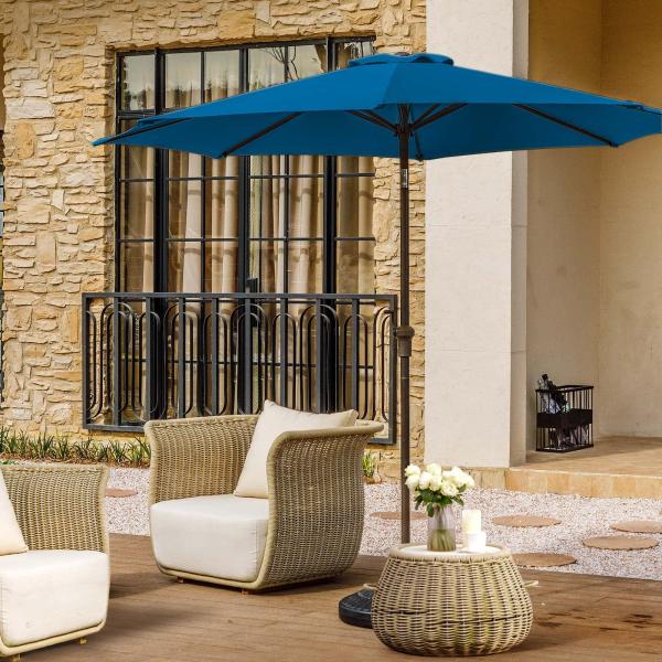 商品名:  wikiwiki 9 FT Patio Table Umbrella with 8 Sturdy Ribs,Polyester DTY Outdoor Patio Umbrella with Push Button Tilt a...