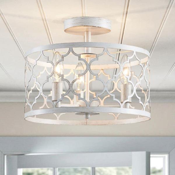 商品名:  WUZUPS Chandelier 3-Light Vintage Farmhouse Semi-Flush Mount Ceiling Light Lighting Fixture for Foyer Bedroom Hall...