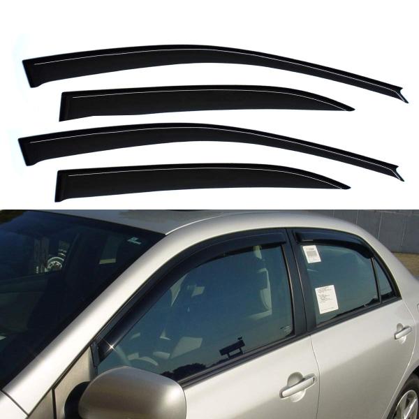 商品名:  FEIDKS Tape-on Side Window Visors Deflector Rain Guard, 4pcs Set for 2003-2008 Toyota Corollaブランド: FEIDKS商品サイズ: Fo...