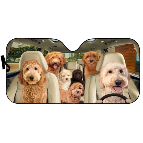 商品名: Goldendoodleフロントガラスサンシェード 美しい軽量カーシェードカバー 日光と熱をブロックし、車を涼しく保ち、ダメージを与えません 使いやすい 51 x 27.5インチ ほとんどのセダン、SUV、トラック、自動車用。 G...