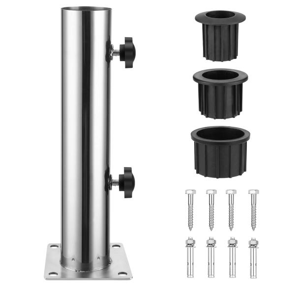 商品名: デッキアンブレラマウント 屋外 直径2.16インチ 木製地上フラッグポールホルダー ボルトダウン風止ポールベースブラケット 調節可能なパティオテーブル 傘スタンド 屋外 庭 裏庭 バルコニー用 (シルバー) Deck Umbrel...