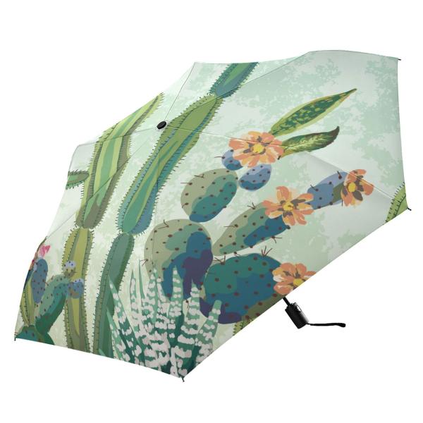 商品名:  Oyihfvs Green Succulents Cactus Plants with Flowers Green Pattern Automatic Windproof Waterproof Umbrella, Folding...